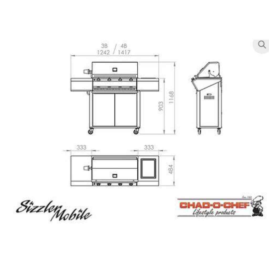 CHAD-O-CHEF 3 Burner Sizzler Mobile Gas Grill | Gas Extreme